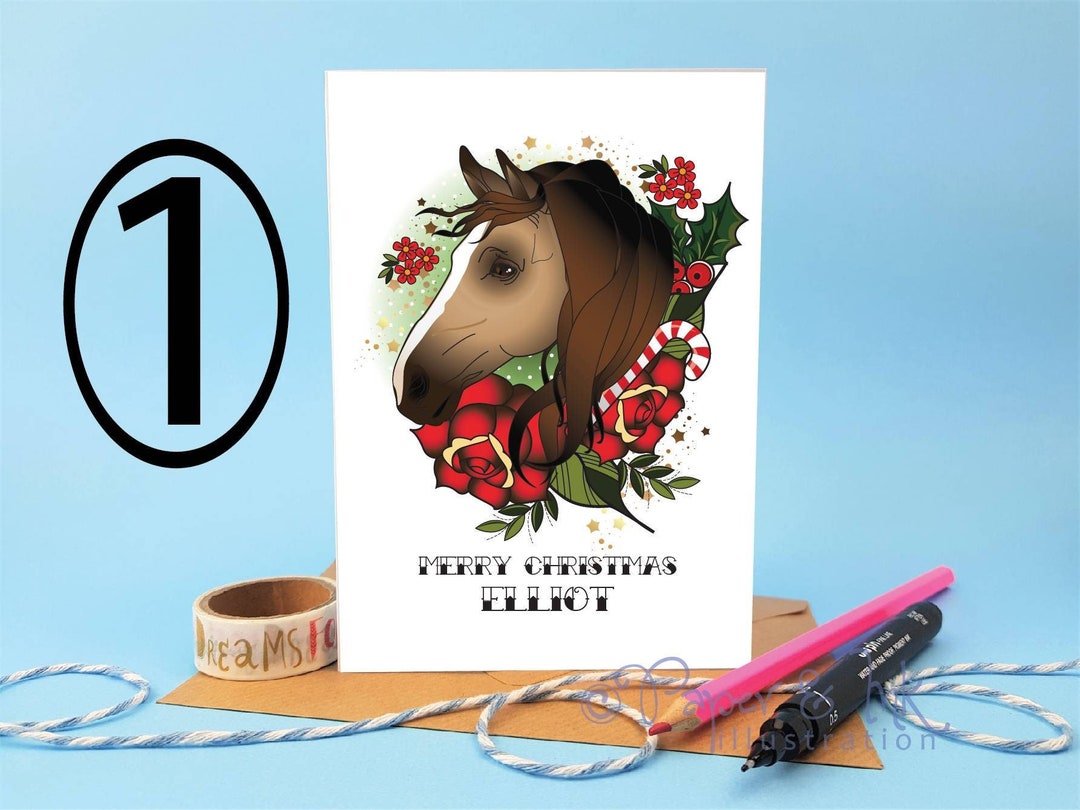Horse Christmas Card, Equestrian Card, Card for Horse Rider, Horse ...