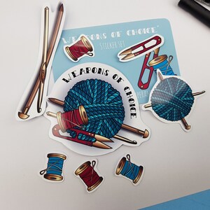 Knitting Themed, Sticker Set, Crochet Themed, Vinyl Decals, Crafting ...