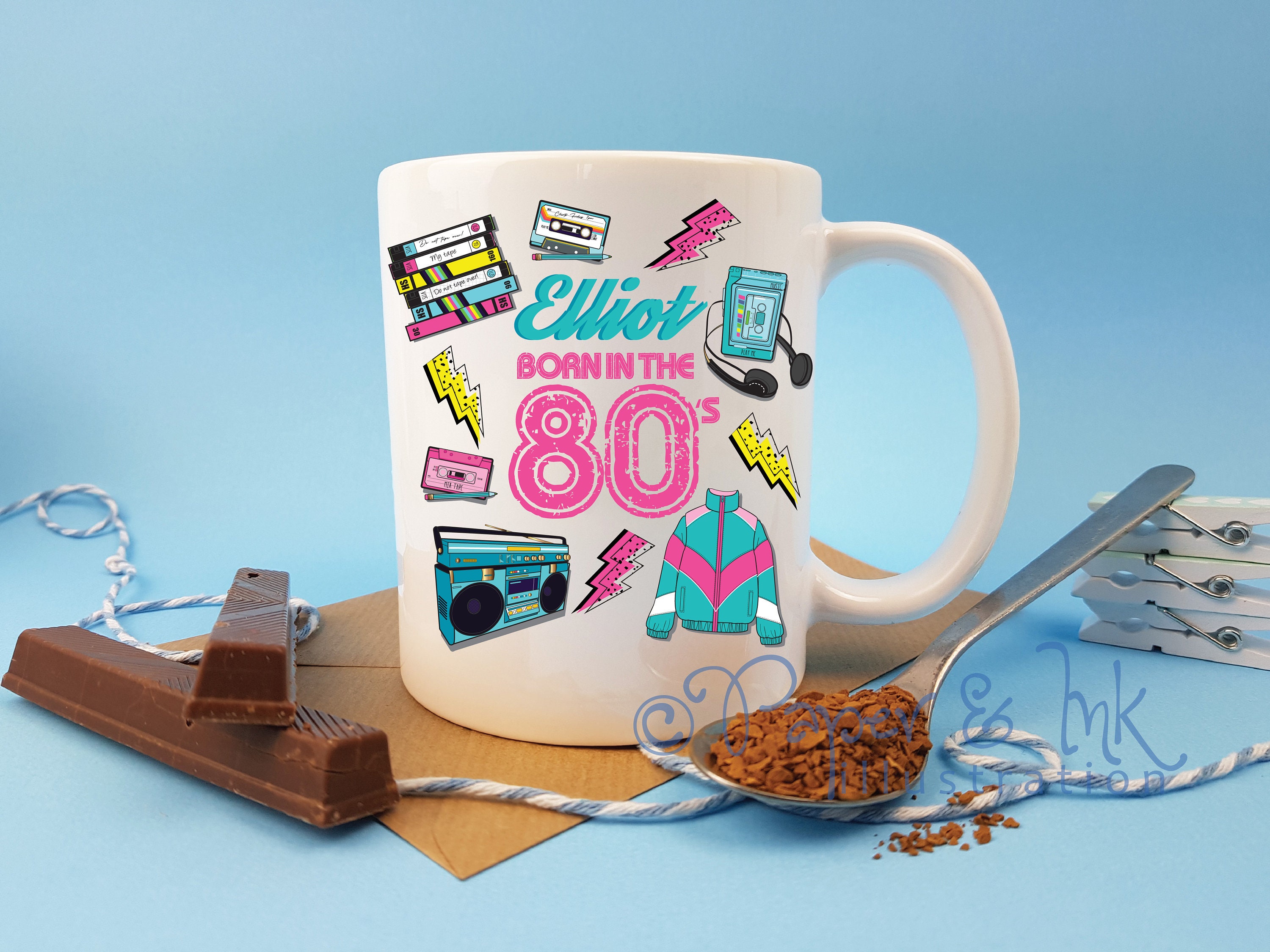 Retro 80's Gift Born in the 80's Personalised Coffee - Etsy