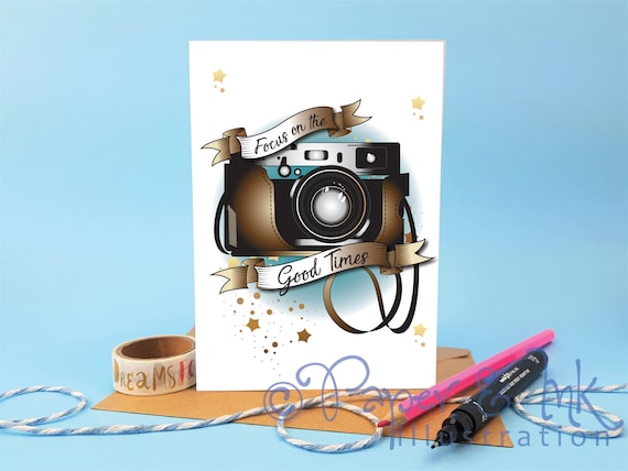 Personalised Card Camera Card Camera Drawing Camera Print | Etsy