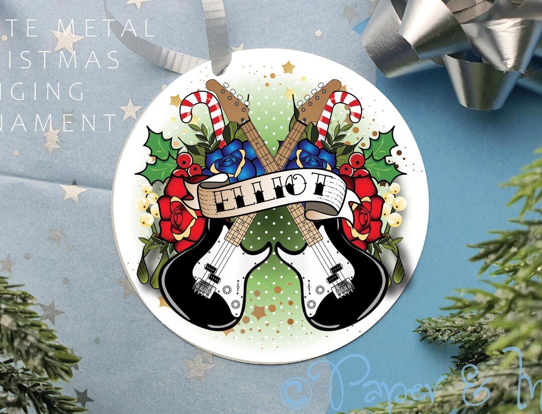 PERSONALISED Bass Guitar Themed Christmas Tree Ornament Decoration for ...
