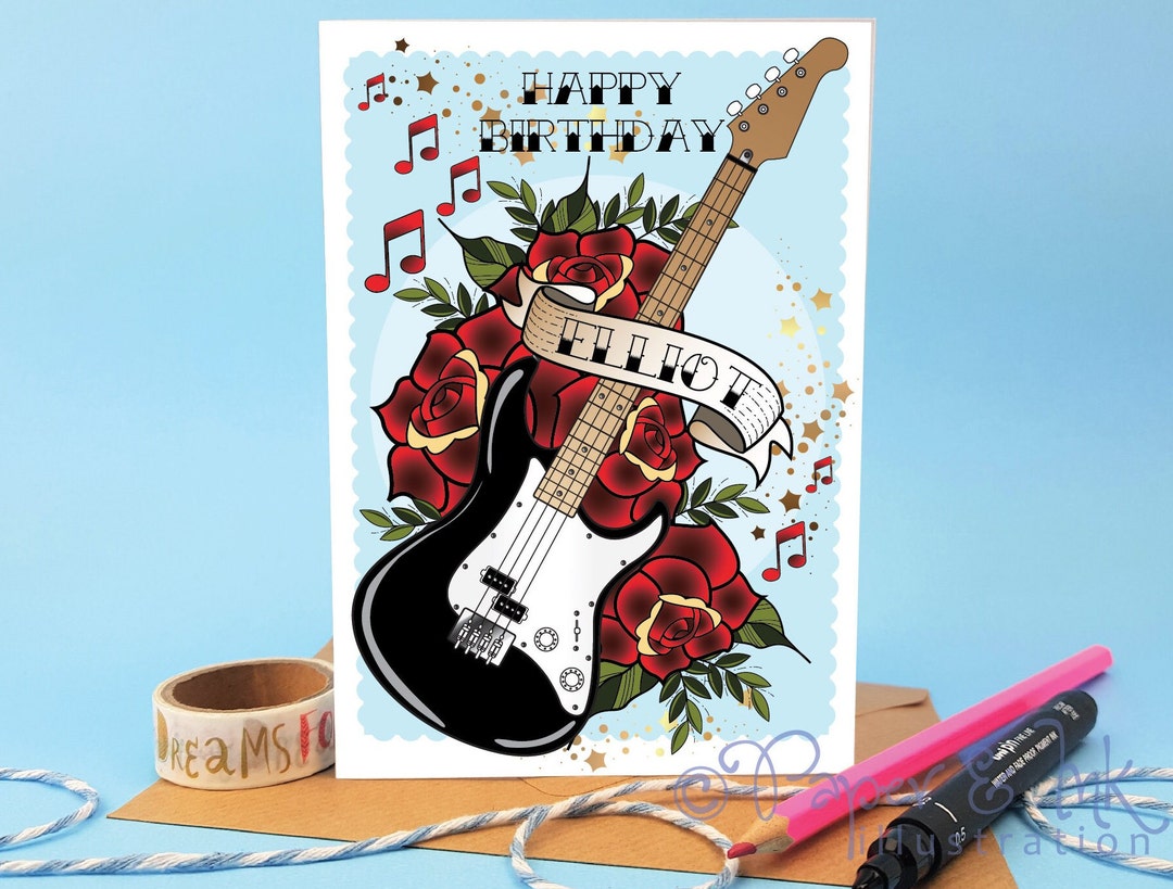 Bass Player Happy Birthday Greetings Card for Musician or Student Who ...