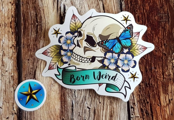 Born weird sticker skull sticker weird gift weirdo gift | Etsy