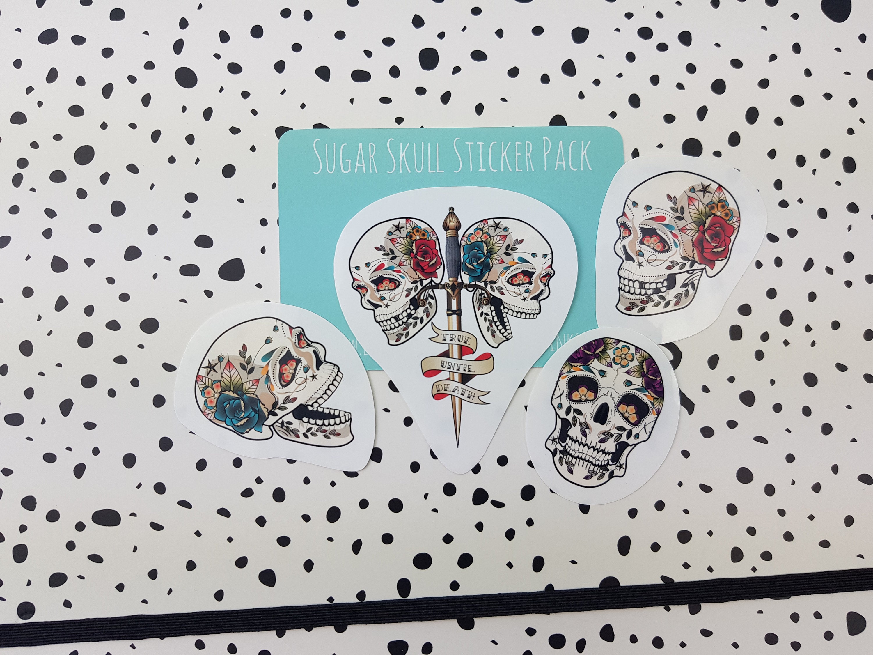 Skull Themed Sticker Pack Sticker Set With Skulls Sugar - Etsy UK