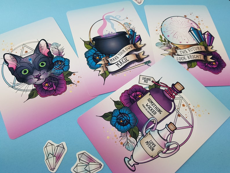 Witch Themed Postcards Set of 4 Cards Witch Gifts Witchy - Etsy UK
