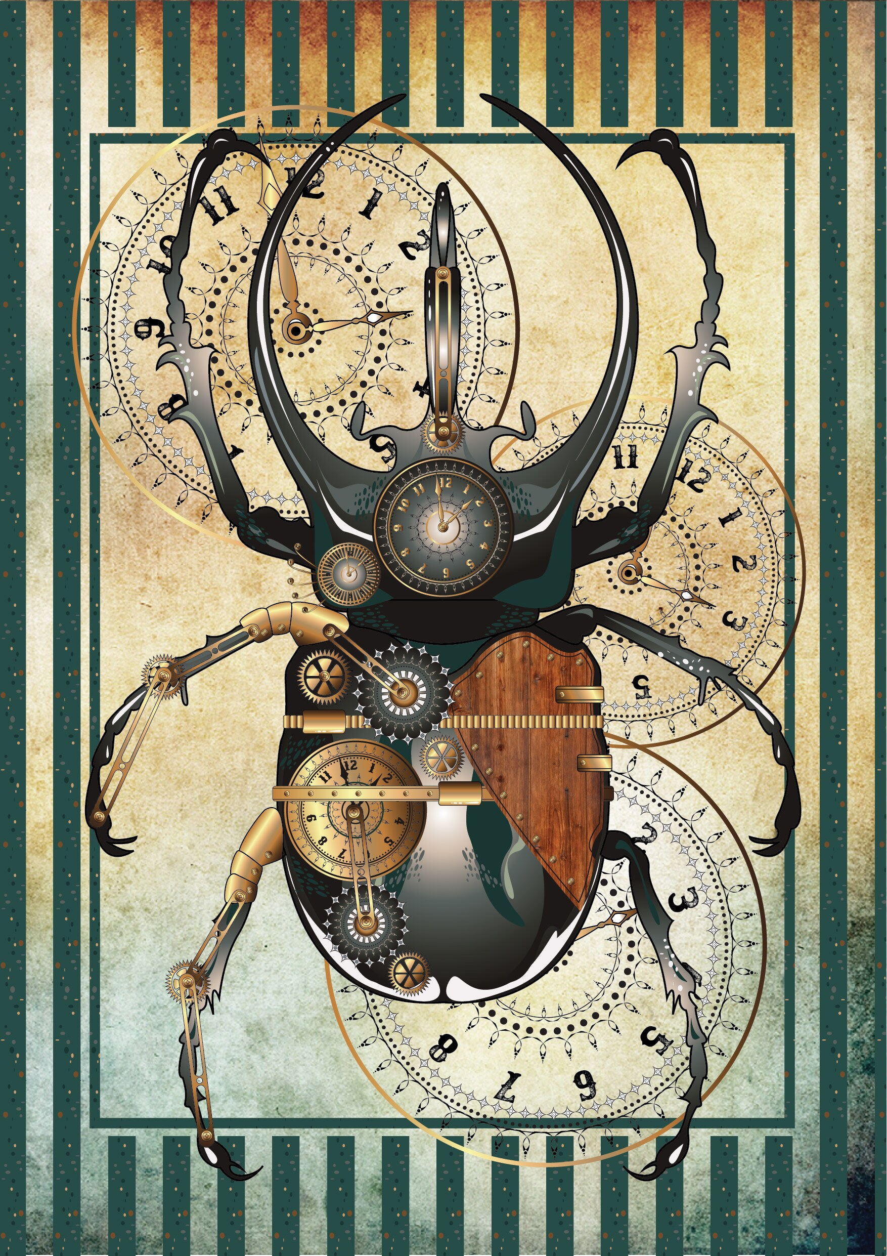Steampunk Stag Beetle Art Print, Unusual Wall Decor - Etsy UK