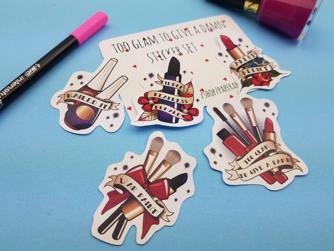 Glam Makeup Stickers, Glossy Laptop Decals - Etsy UK