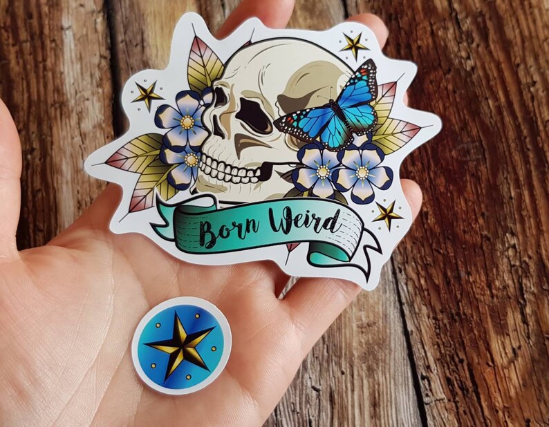 Born weird sticker skull sticker weird gift weirdo gift | Etsy