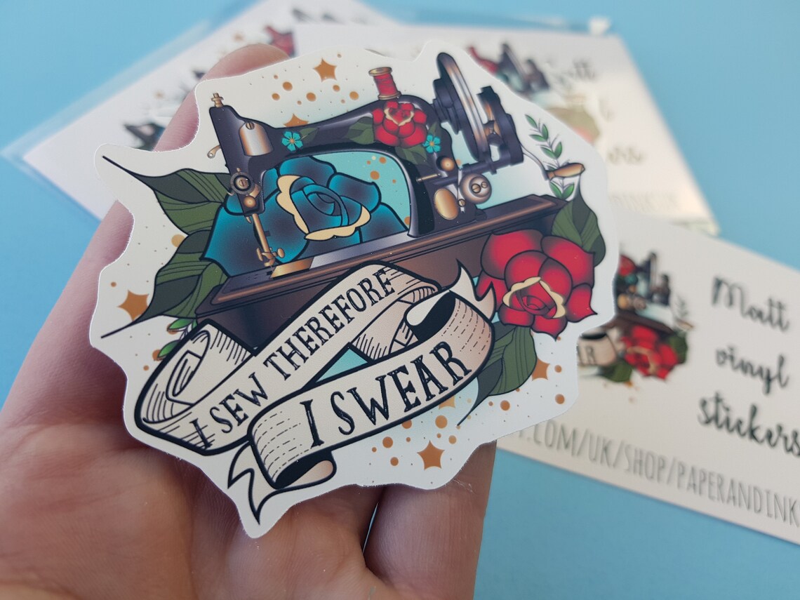 Sewing Stickers Craft Decals Laptop Decals I Sew Therefore | Etsy