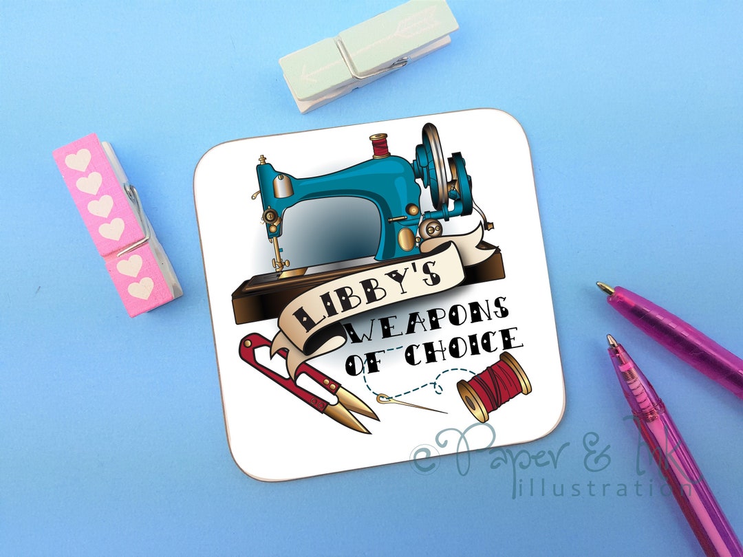 Personalized Sewing Theme Coaster - Quilter Gift, Sewing Machine Art - Etsy