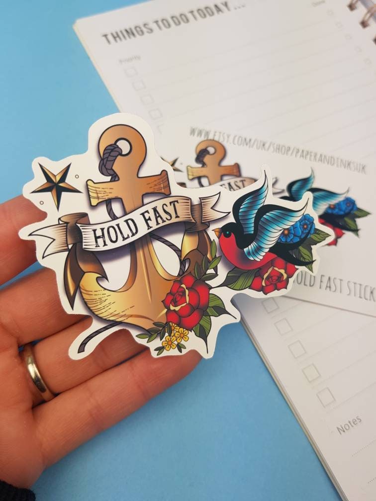 Hold fast sticker tattoo anchor decal tattoo decal nautical | Etsy