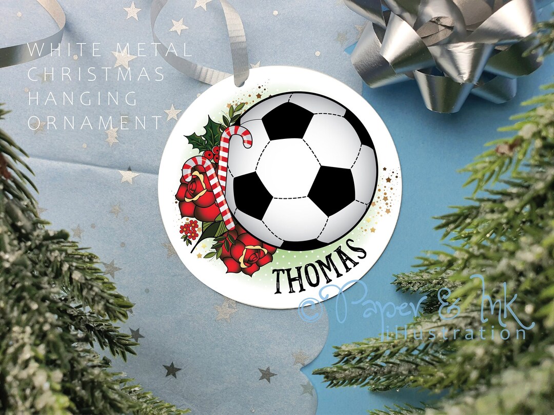Personalised Football Ball Christmas Ornament Bauble Gift for Son or ...