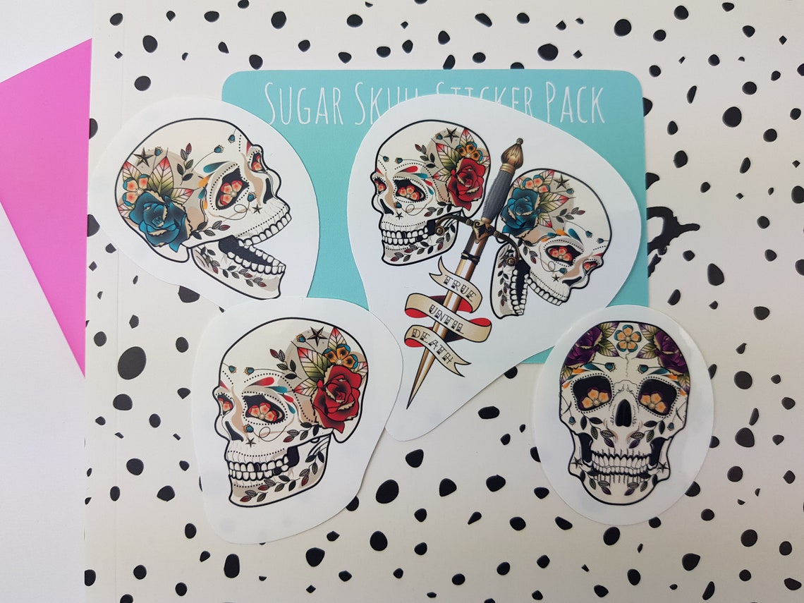 Skull Themed Sticker Pack Sticker Set With Skulls Sugar - Etsy UK