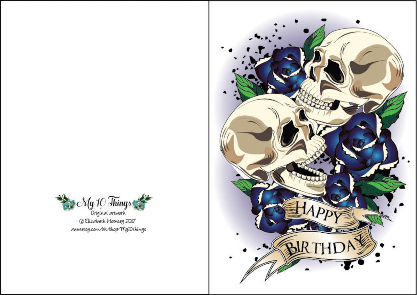 Skull Birthday Card Unusual Birthday Card Skulls and Roses | Etsy