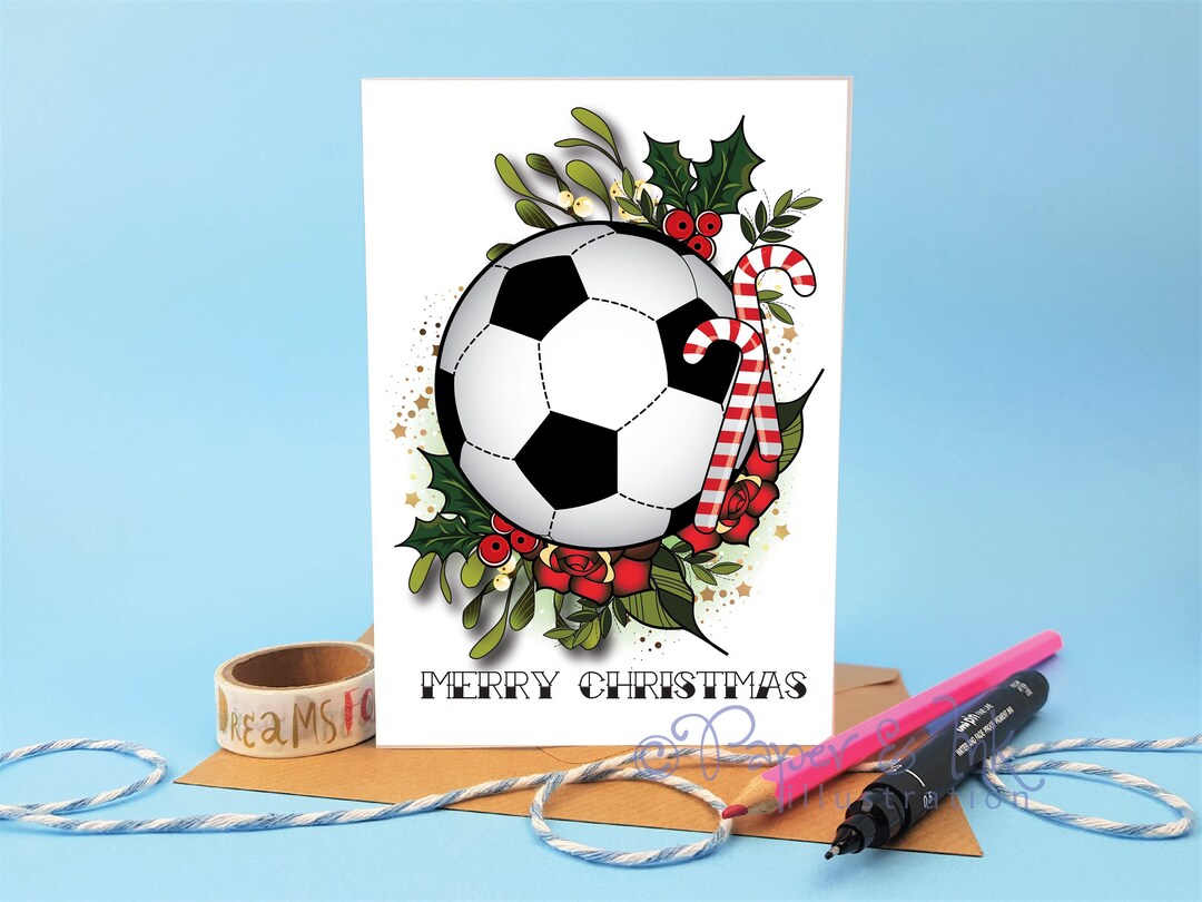 Personalised Football Christmas Card, Unisex Football Card, Soccer ...