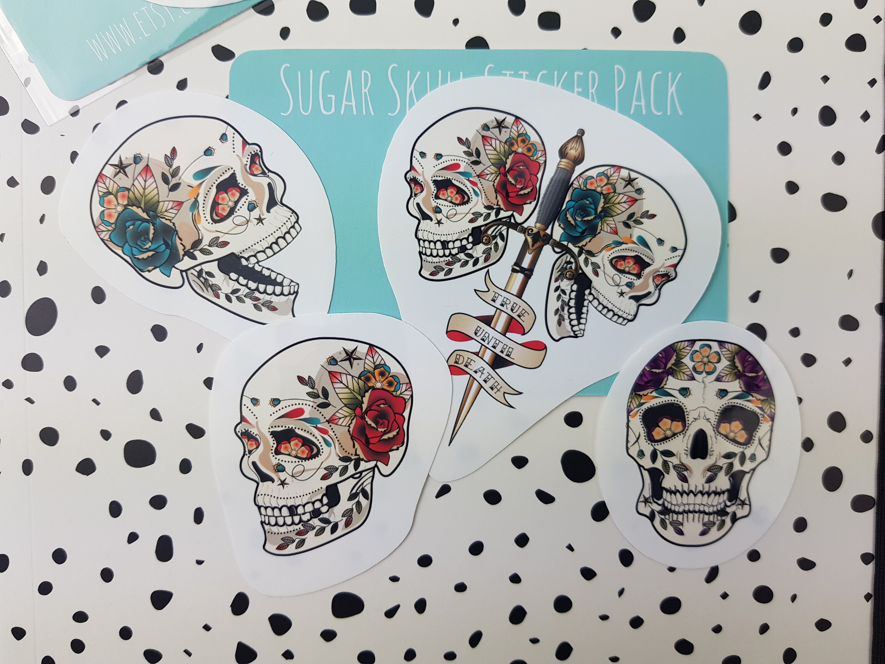Skull Themed Sticker Pack Sticker Set With Skulls Sugar - Etsy UK