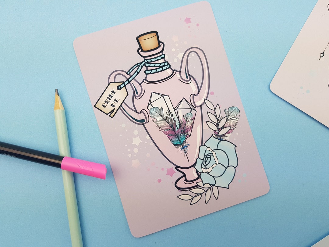 Pastel Goth Potion Bottle Art Print, Witchcraft Postcard - Etsy