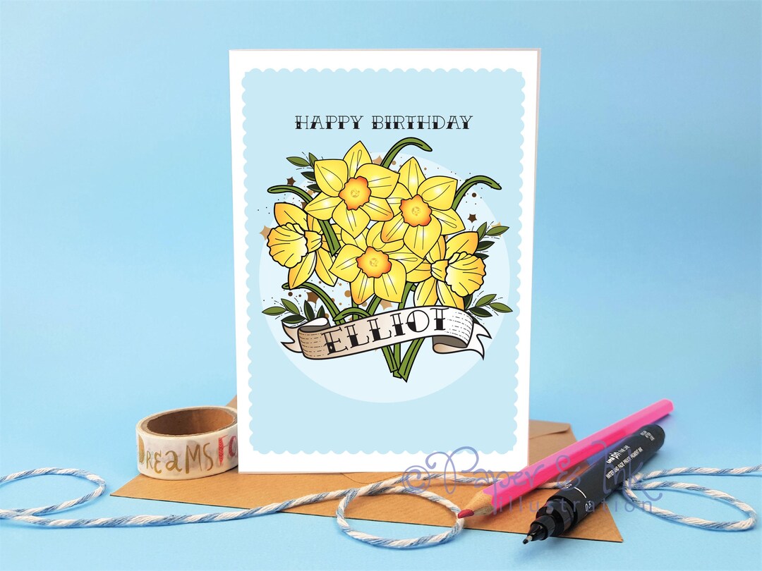 Personalised Welsh Birthday Card for Friend With Daffodils - Etsy