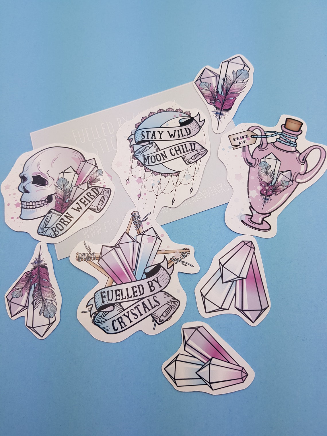 Crystals sticker set crystal decals crystal themed sticker | Etsy