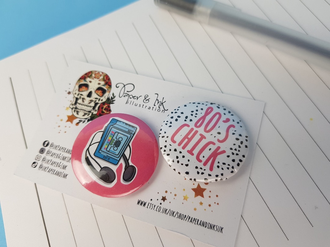 80's Chick Button Badge Set, Small Gift - Etsy