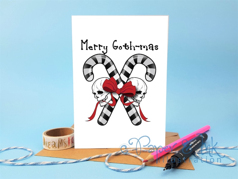 Merry gothmas goth card alt christmas card for goth loves | Etsy