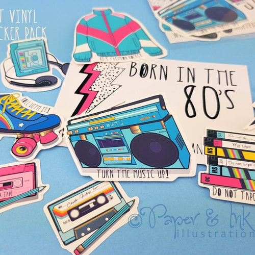 1980's Sticker Set 80's Nostalgia Stickers Matt - Etsy