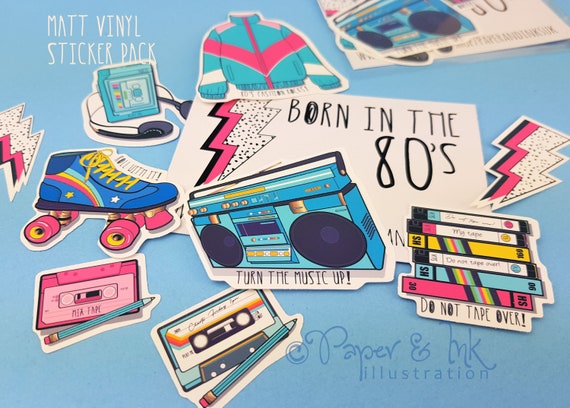 1980's Sticker Set 80's Nostalgia Stickers Matt - Etsy UK