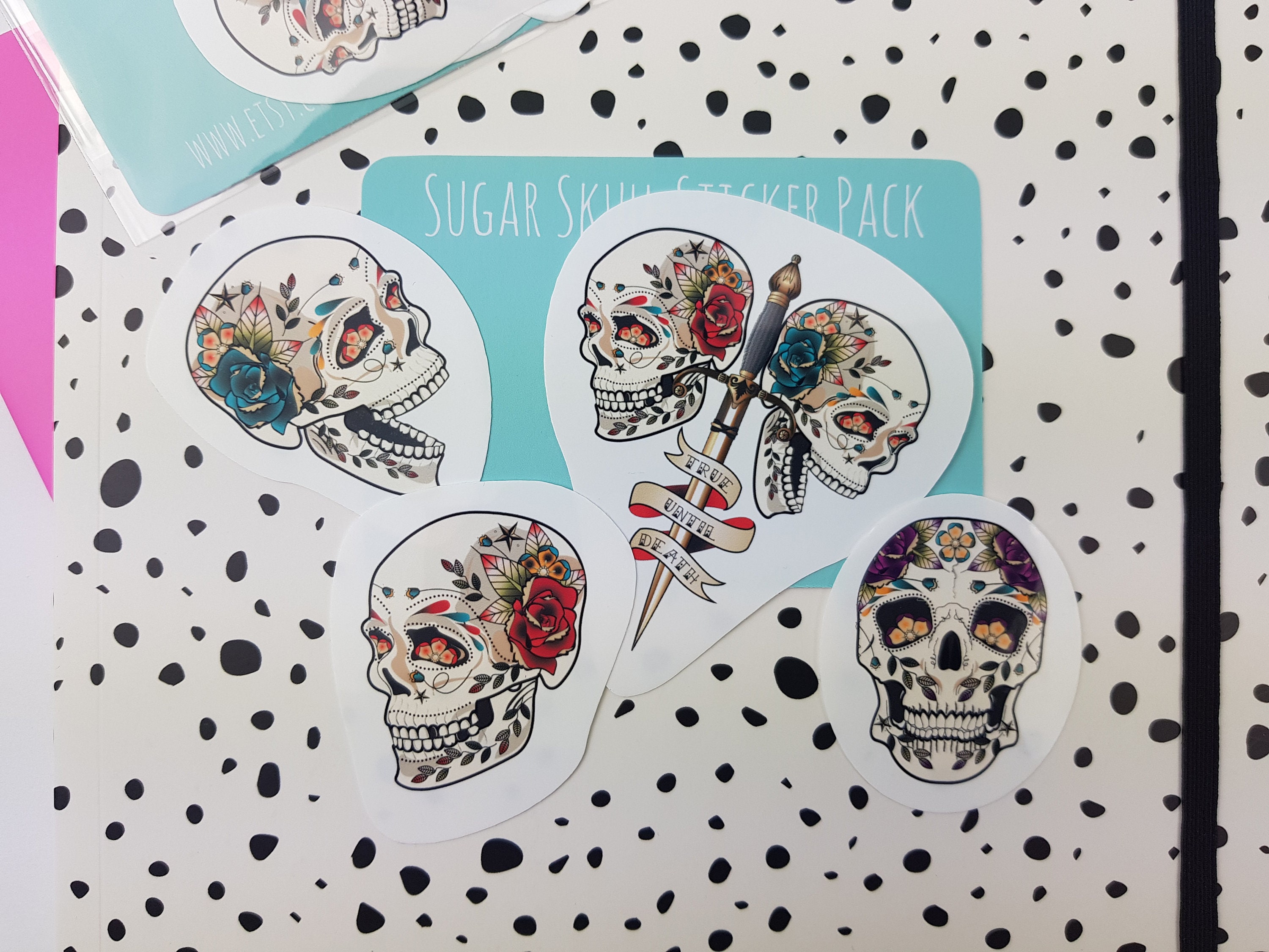 Skull Themed Sticker Pack, Sticker Set, With Skulls, Sugar Skull ...