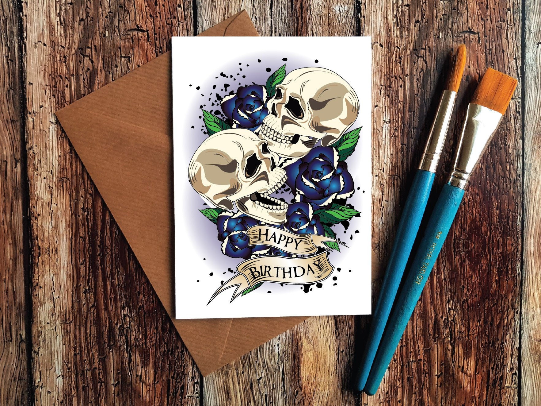 Skull Birthday Card Unusual Birthday Card Skulls and Roses | Etsy