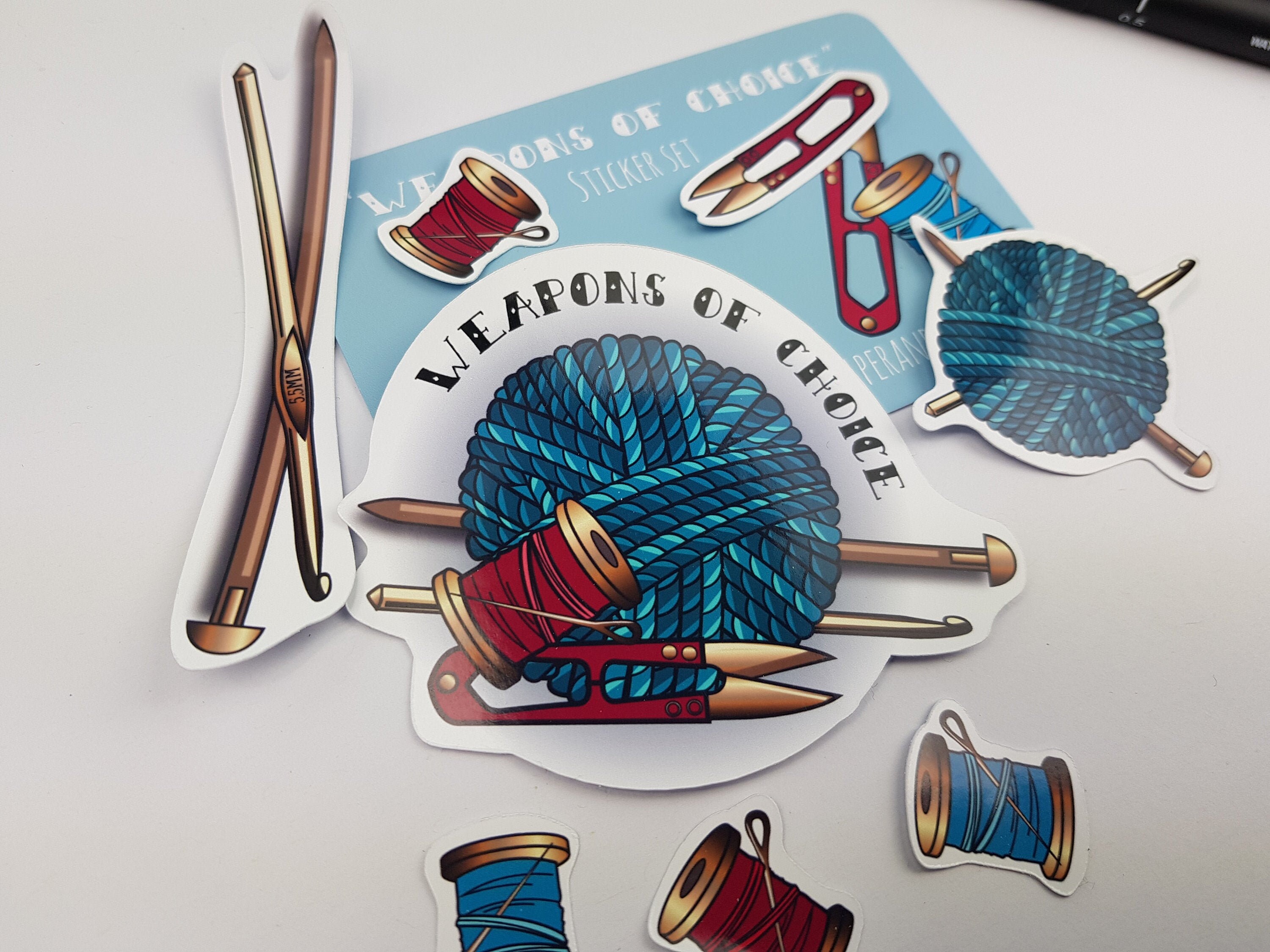 Knitting Themed Sticker Set Crochet Themed Vinyl Decals | Etsy