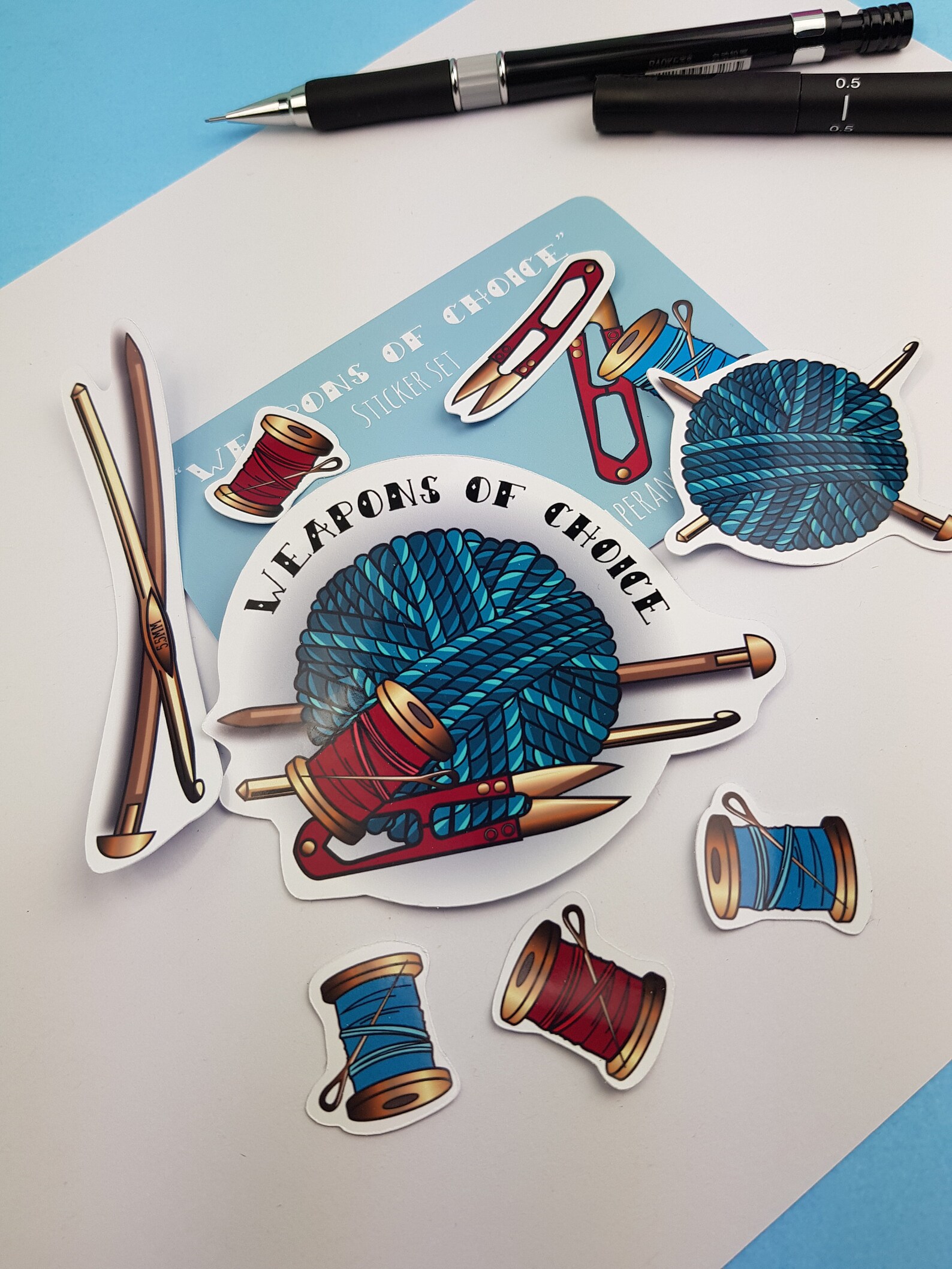 Knitting Themed Sticker Set Crochet Themed Vinyl Decals | Etsy