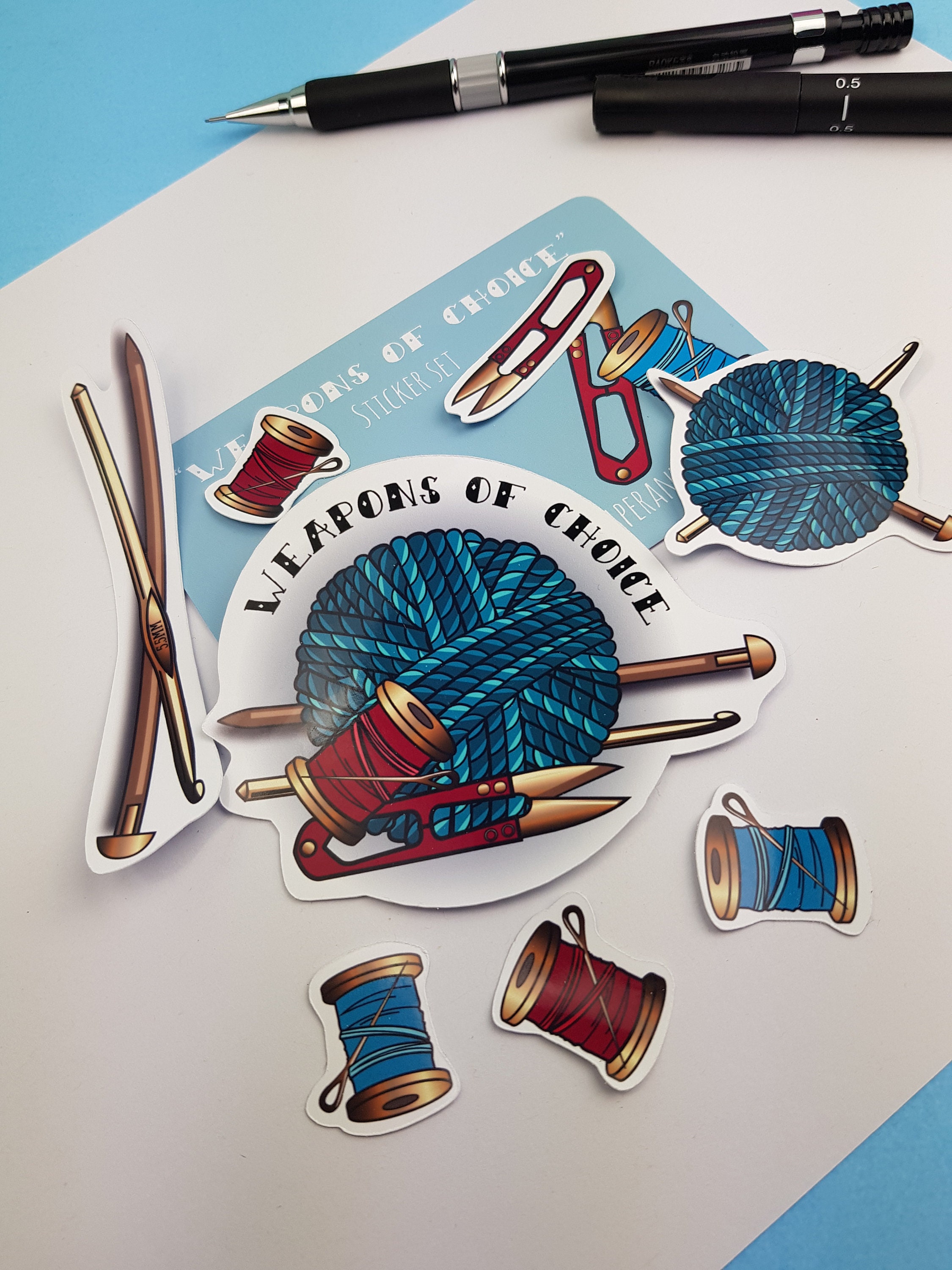 Knitting Themed Sticker Set Crochet Themed Vinyl Decals - Etsy