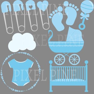 Baby Boy Clipart Set, 31 Pngs, 5 Baby Boy Digital Paper Jpgs ...