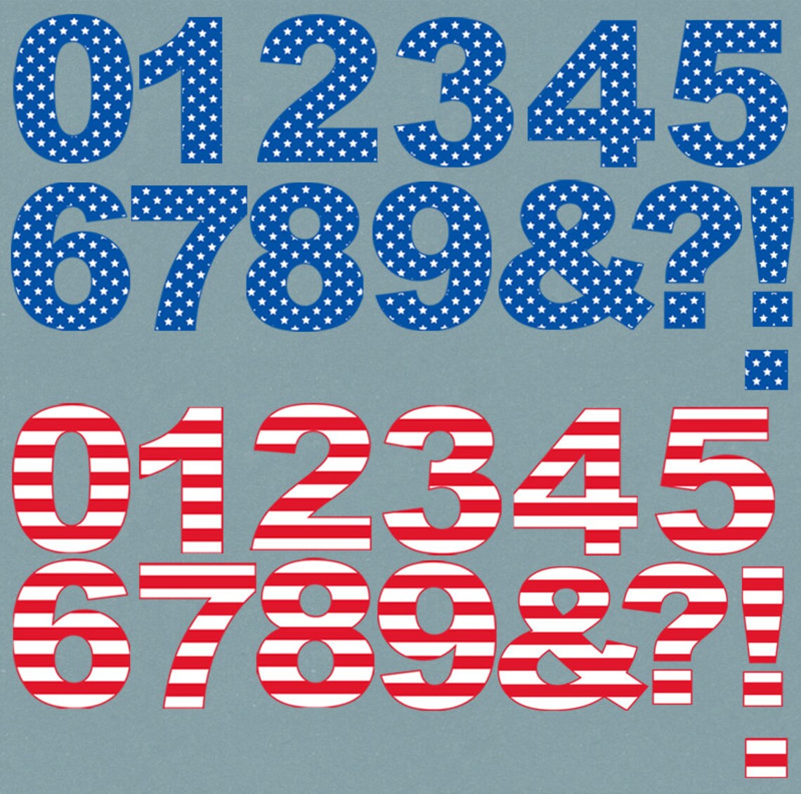 Stars and Stripes Alphabet Clipart, USA Flag Letters Clipart, USA Red ...