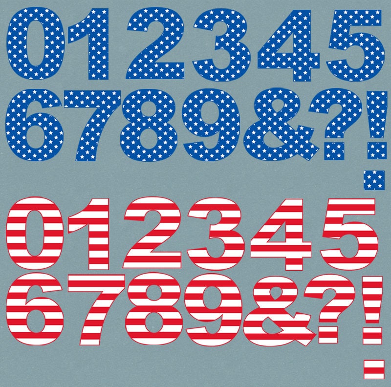 Stars and Stripes Alphabet Clipart, USA Flag Letters Clipart, USA Red ...