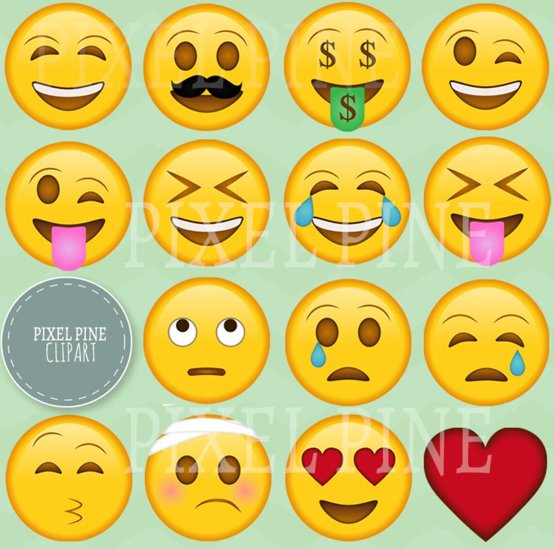 Emoji Clipart Smiley Faces Clipart 45 Pngs Yellow Smileys - Etsy UK