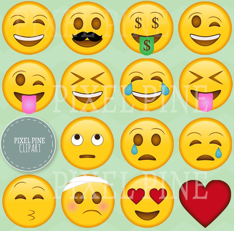 Emoji Clipart Smiley Faces Clipart 45 Pngs Yellow Smileys - Etsy UK