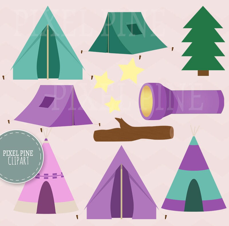 Glamping Clipart Set, 30 Pngs, 5 Glamping Digital Paper Jpgs ...
