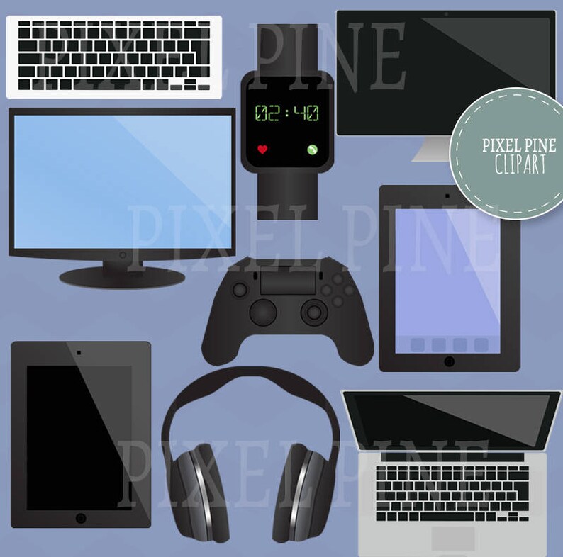 Gadgets Clipart Technology themed 35 PNGs 5 Gadget Digital | Etsy