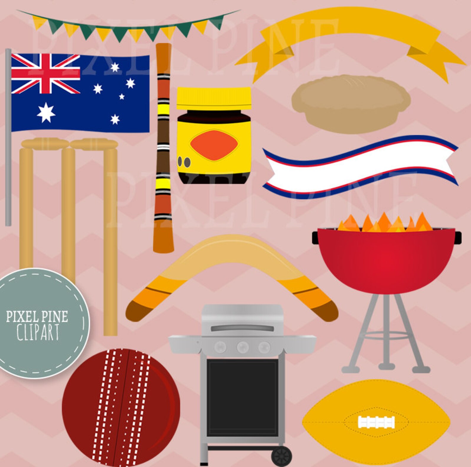 Australia Clipart Aussie Themed Clipart 33 Pngs 5 Aussie - Etsy