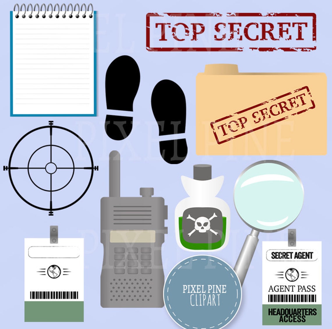 Spy Clipart Set Secret Agent Themed 30 Pngs 5 Detective - Etsy UK