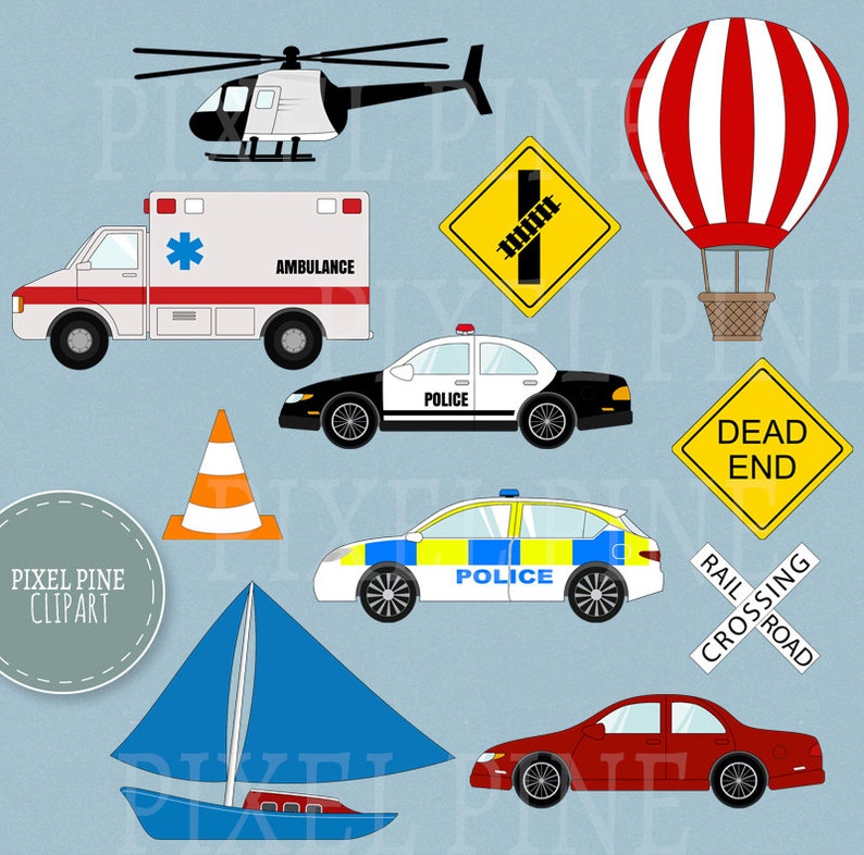 Transport Clipart Set 32 Pngs 5 Transport Digital Paper - Etsy UK