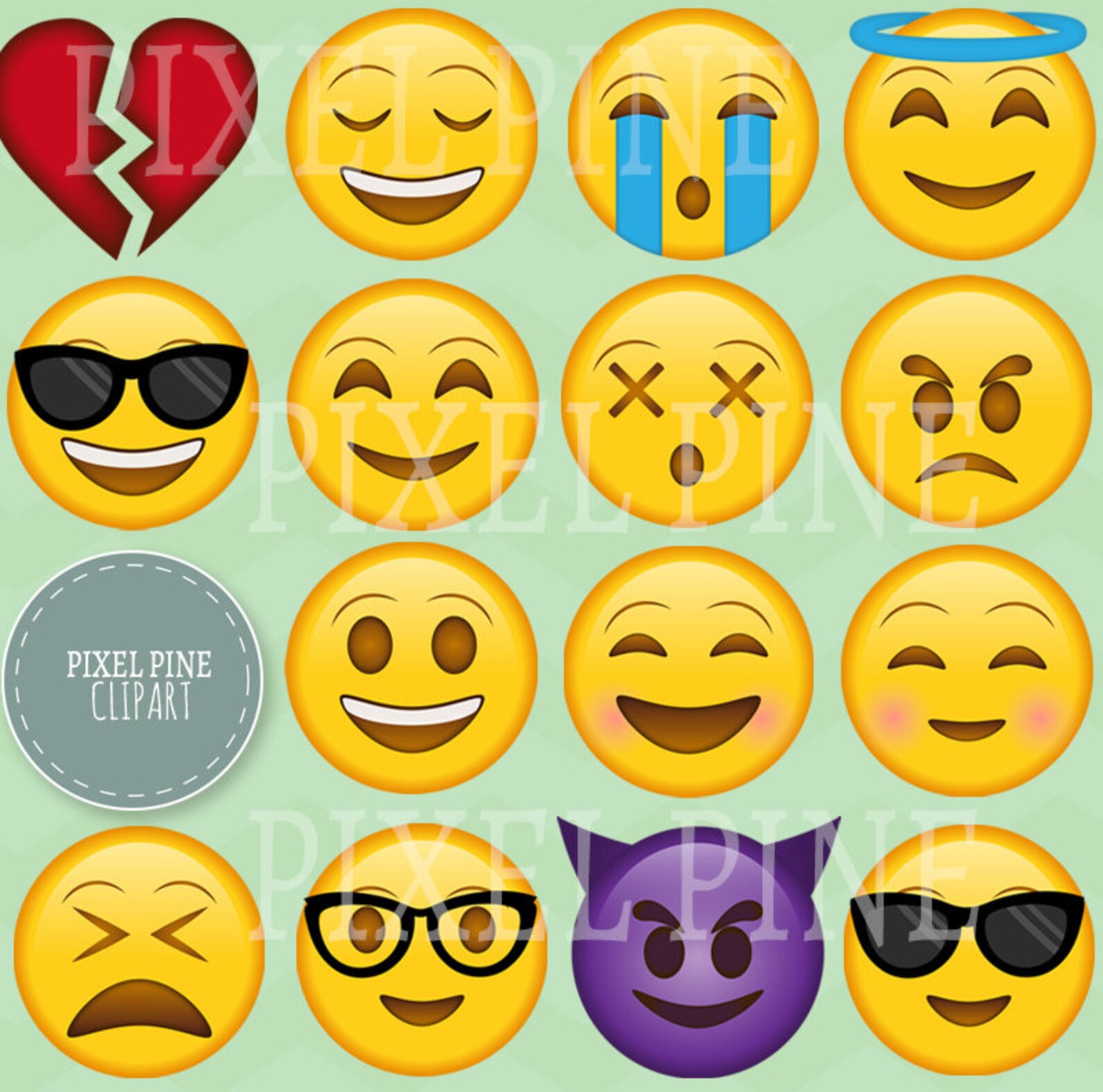 Emoji Clipart Smiley Faces Clipart 45 Pngs Yellow Smileys - Etsy UK