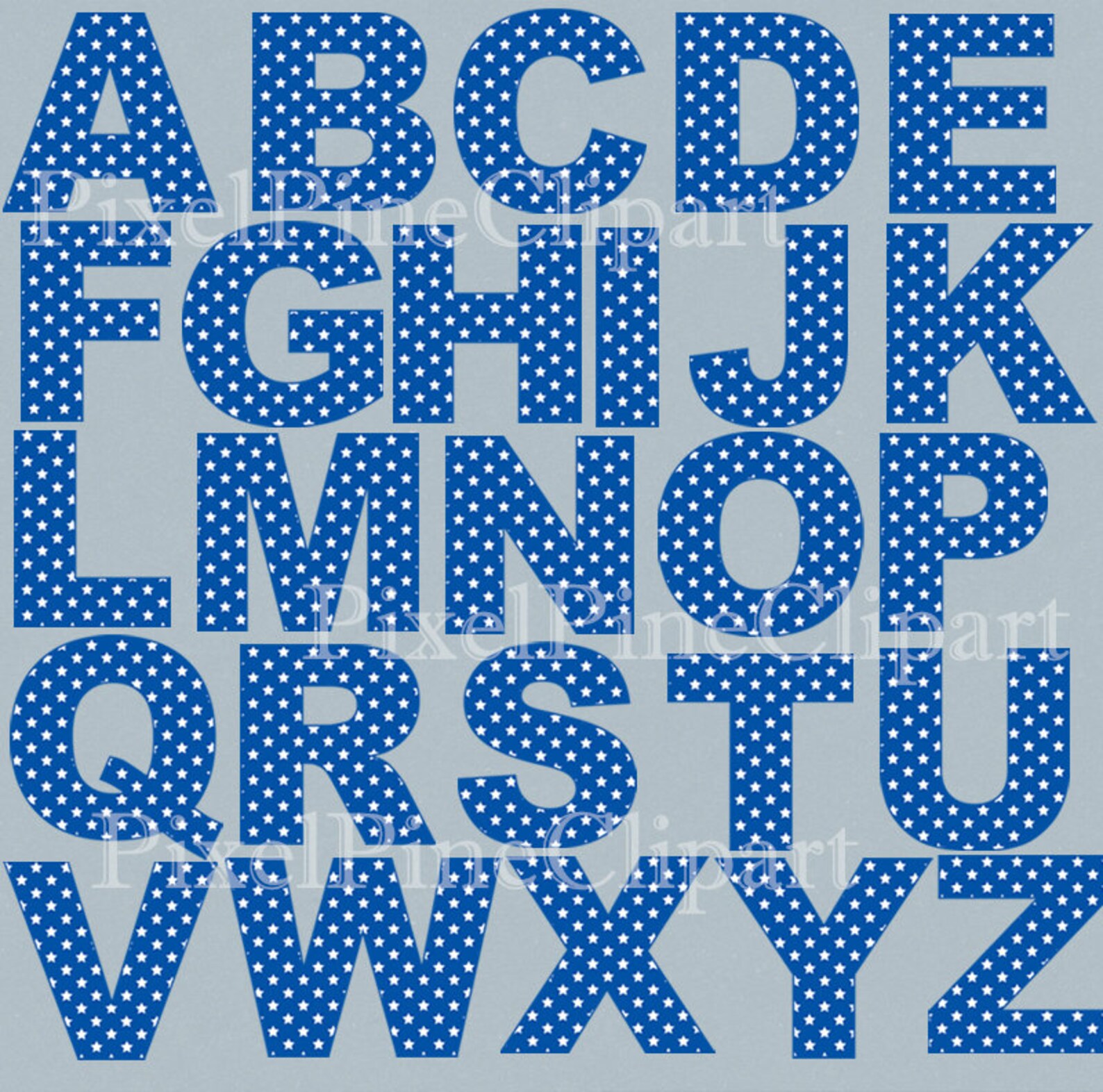 Stars and Stripes Alphabet Clipart, USA Flag Letters Clipart, USA Red ...