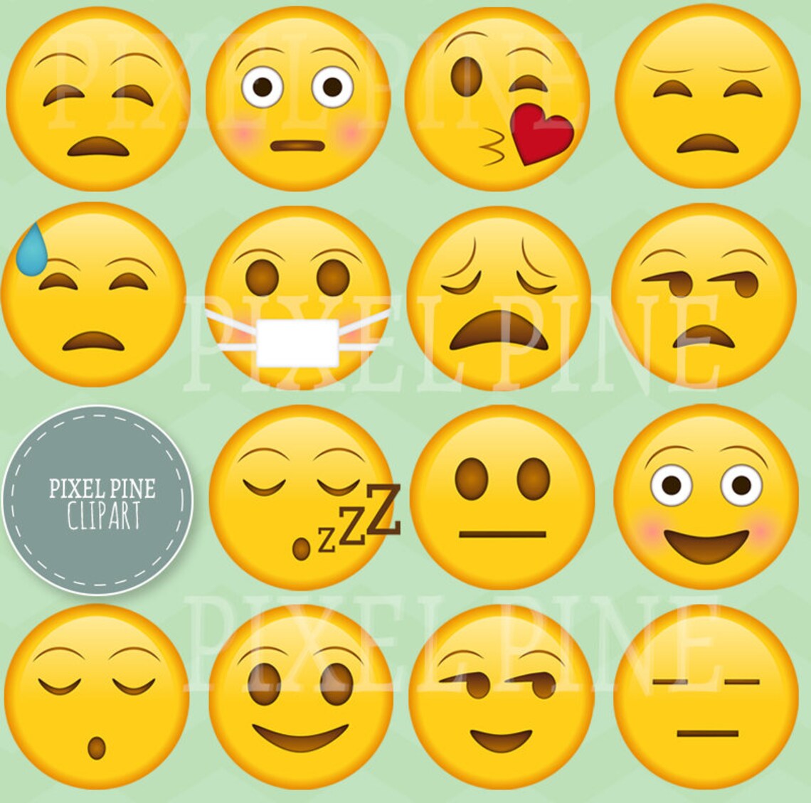 Emoji Clipart Smiley Faces Clipart 45 Pngs Yellow Smileys - Etsy UK