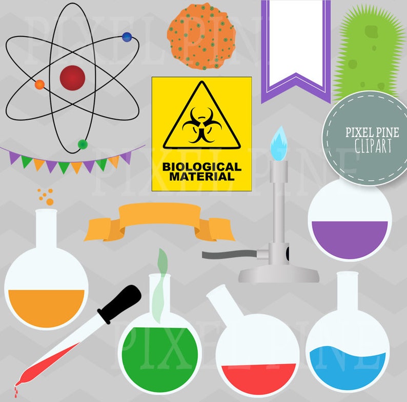 Science Clipart Set, 41 Pngs, 5 Science Digital Paper Jpgs, Commercial ...