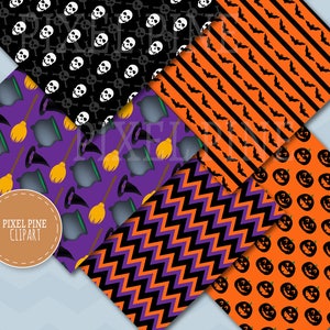 Halloween Clipart Set, 30 Pngs, 5 Halloween Digital Paper Jpgs ...