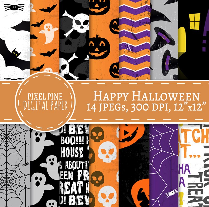 Halloween Digital Paper, Digital Paper Halloween, 14 Jpgs Personal ...