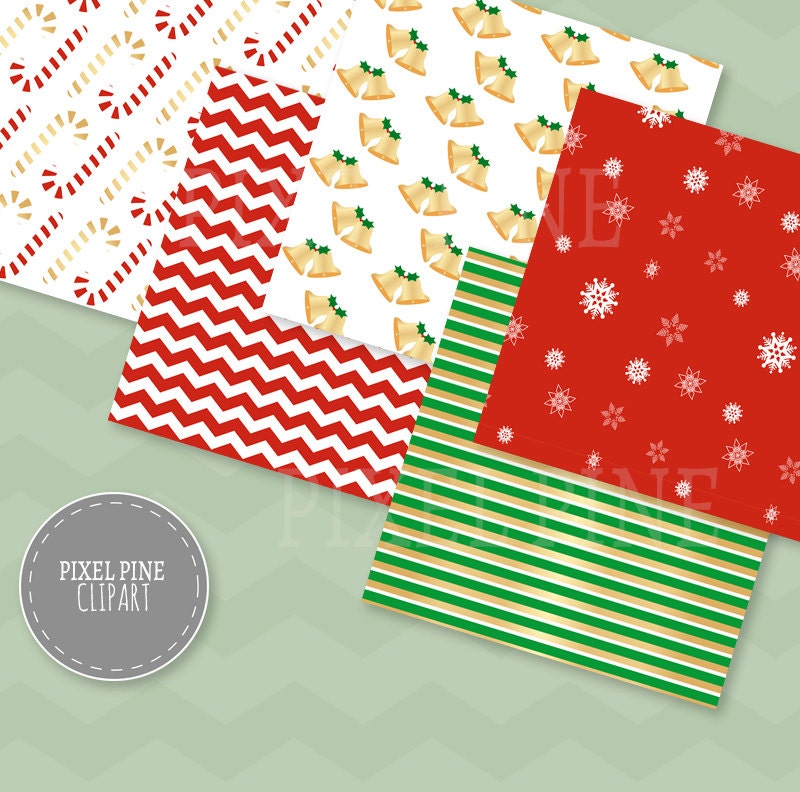 Christmas Clipart Set, 40 Pngs, 5 Christmas Digital Paper Jpgs ...