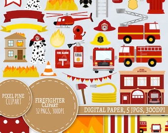 Fire Engine Clipart | Etsy